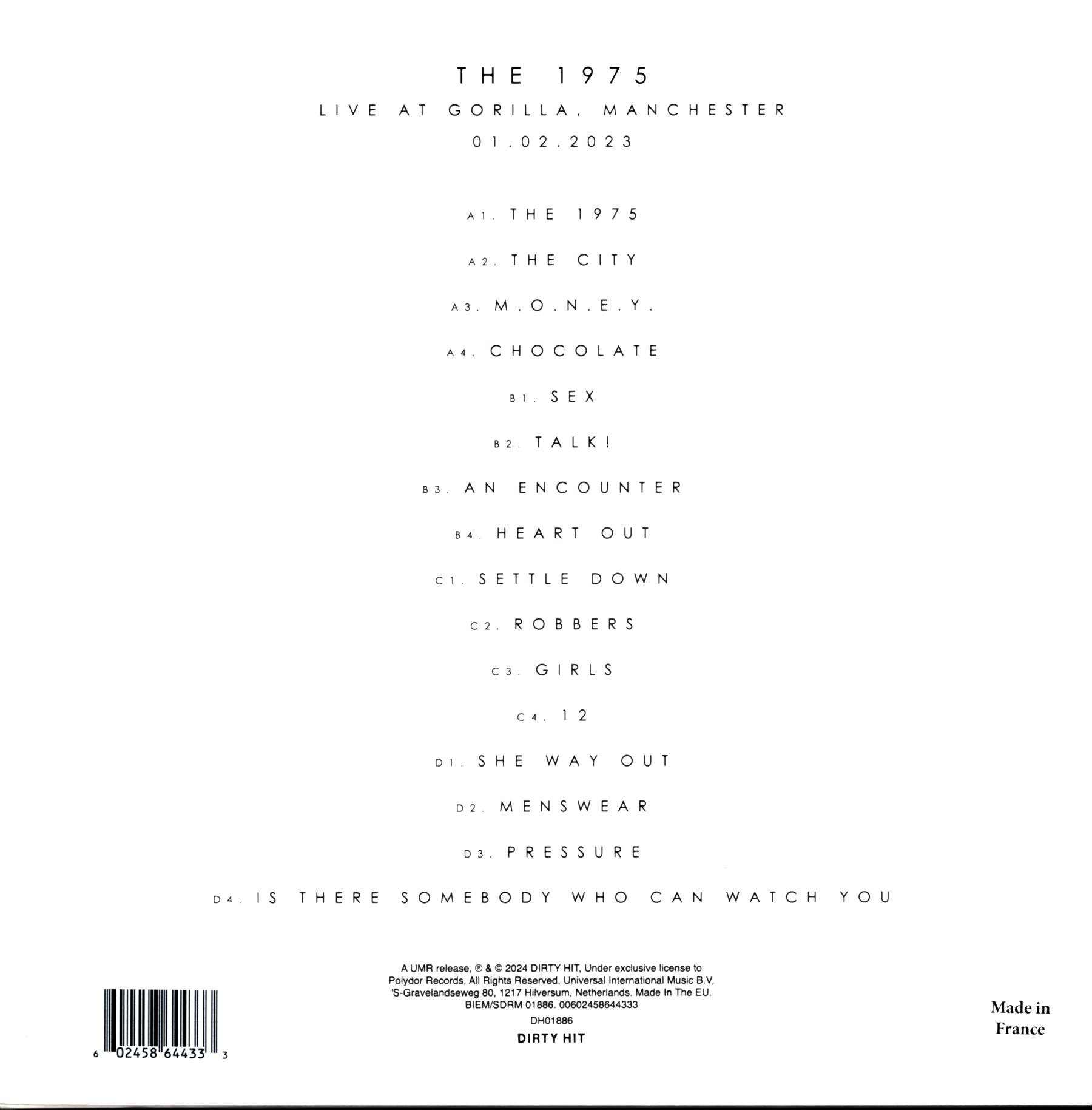 The 1975 – Live At Gorilla, Manchester 01.02.2023 RSD 2024-LP Vinyl - Rockers Records